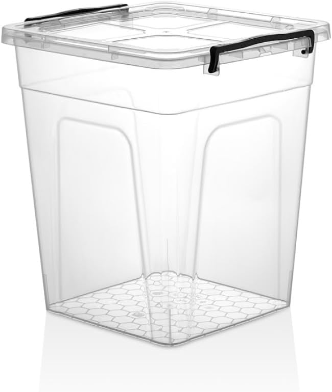 Easy Shopping® 20L Liter Clear Plastic Deep Storage Box with Locking Lid Home Office Kitchen ...