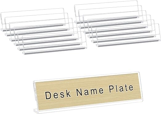 Ayatis Choco 10 Pack Acrylic 2x8 Name Plates for Desks,Horizontal Slant ...