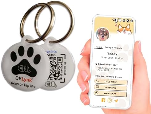 Amazon.com: Pet ID Tag with NFC, Tap or Scan QR Code, Direct Link to ...