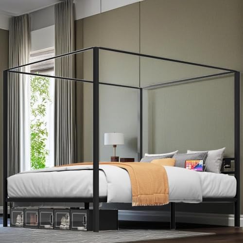Amazon.com: YITAHOME Canopy Bed Frame, Four Poster Platform Bed with ...
