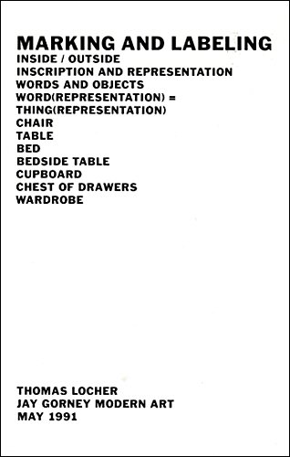 Thomas Locher: Marking and Labeling, Jay Gorney Modern Art, May 1991 ...