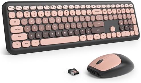 Amazon.com: Surmen Cute Colorful Keyboard and Mouse Wireless Silent ...