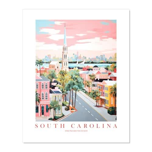 Amazon.com: South Carolina Travel Poster Palmetto State Wall Art ...
