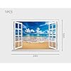 Amazon.com: FLFK Fake Window Wall Decal - Ocean Beach Faux Window Wall ...