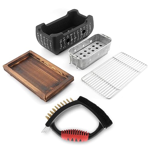Table Top Grill Charcoal Japanese Grill with BBQ Cleaning Brush, Mini ...