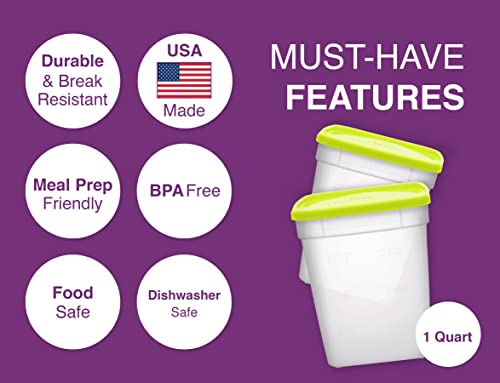 Buy Arrow Home Products 1 Quart Freezer Food Storage Containers with ...