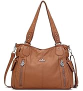 Angelkiss 2 Top Zippers Multi Pockets Women Handbags/Washed Leather ...