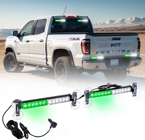 Amazon.com: Tiannor 2X 12.2 inch Emergency Strobe Lights Green/White 24 ...