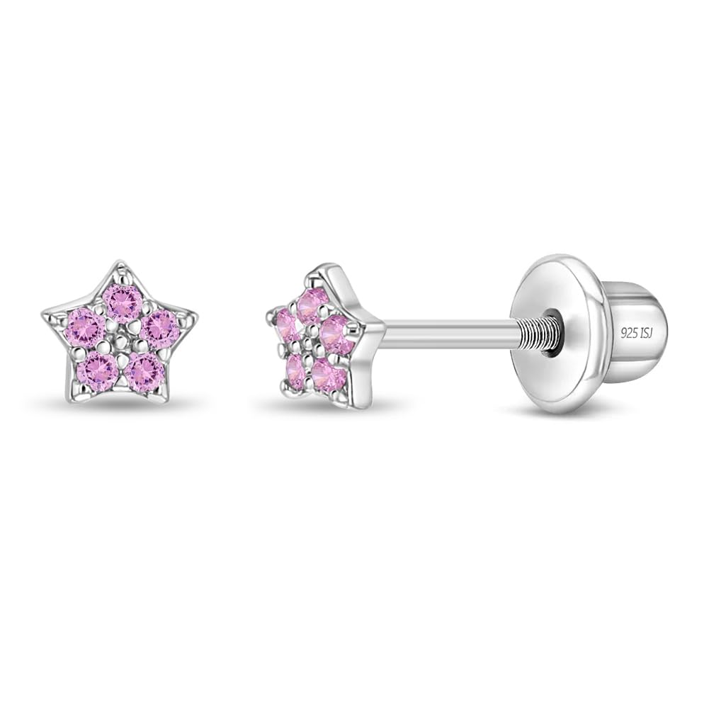 Amazon.com: 925 Sterling Silver Babies Pink Cubic Zirconia Tiny Star ...