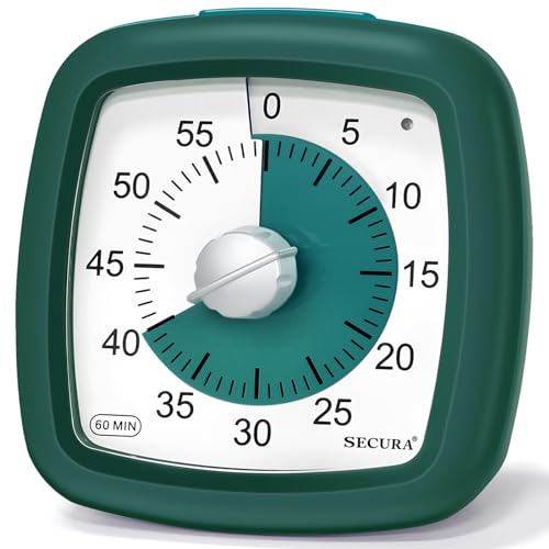 Secura 60-Minute Visual Timer, Silent Study Timer for Kids and Adults ...