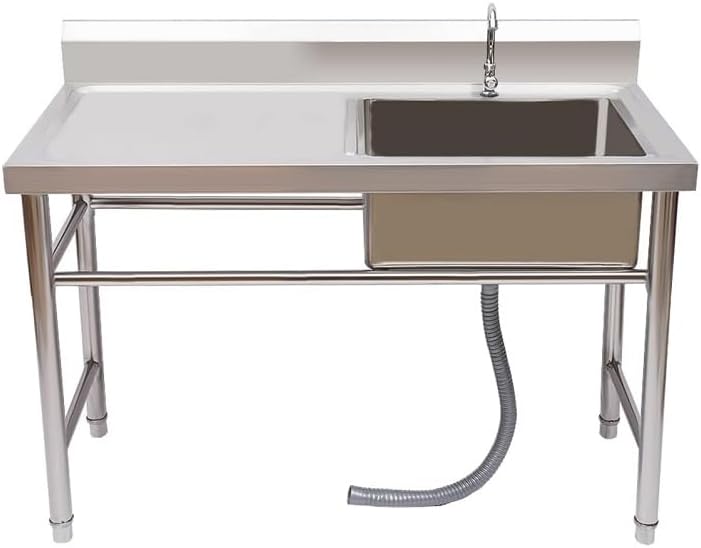 47" x 24" x 32" Free Standing Single Bowl Commercial Kitchen Sink Set ...