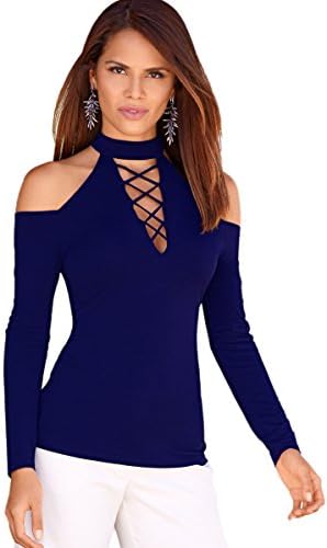 ECOWISH Damen Bluse Neckholder Top Hemd Oberteile Lace Up V Ausschnitt ...
