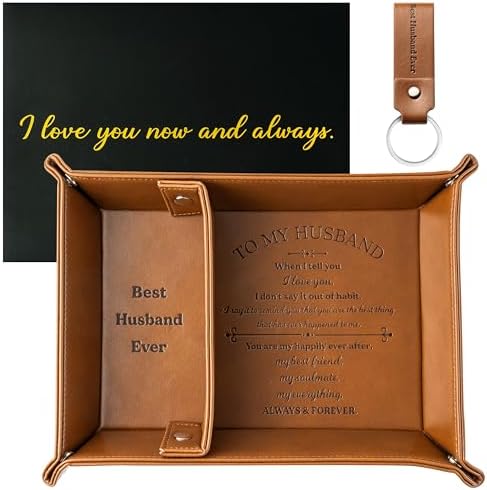 Amazon.com: Haooryx 3Pcs Best Husband Ever PU Leather Valet Tray and ...