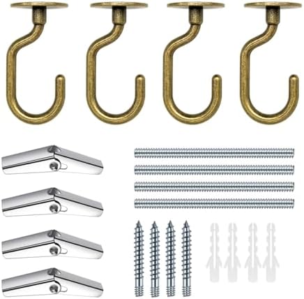Amazon.com: Evsteluo 2 Sets Large Swag Ceiling Hooks Heavy Duty Swag ...