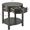 Amazon.com: MODERION Round End Table with Drawer and Storage Shelf ...