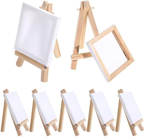 XGzhsa Mini Canvas Easel Set, Wooden Easel, 6 Pieces Small Display ...