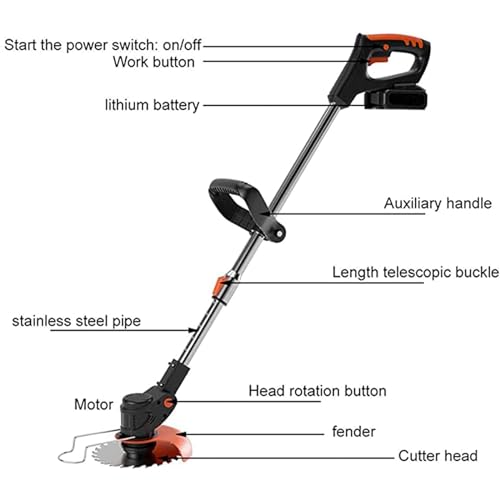 Jwdj Cordless Strimmer 21V Li-ion Batteries Metal Blade Strimmer grass ...