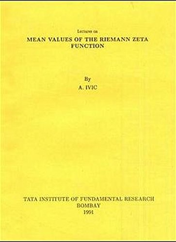 Lectures On Mean Values Of The Riemann Zeta Function Tata Institute Lectures On Mathematics And