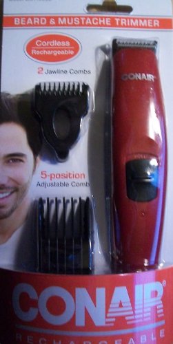 Amazon.com: CONAIR RECHARGEABLE BEARD & MUSTACHE TRIMMER - RED : Beauty ...
