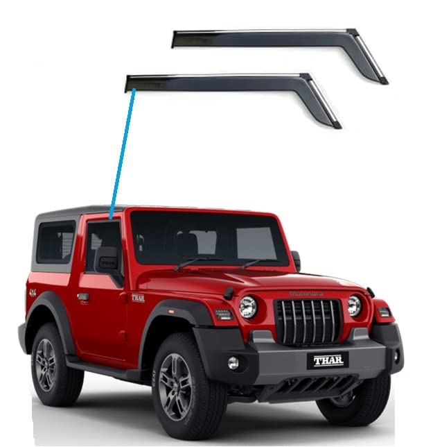 Car Unbreakable Door Visor/Wind Deflector/Rain Guard for Mahindra Thar ...