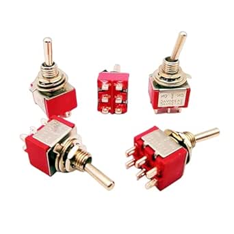 QOOUYSS 5/10 PCS,MTS-202/203 Toggle Switch,6MM,Red,6Pin,Rocker Switches ...