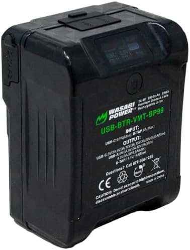 Amazon.com: Wasabi Power V Mount/V Lock Mini Series Battery (99Wh, 14 ...