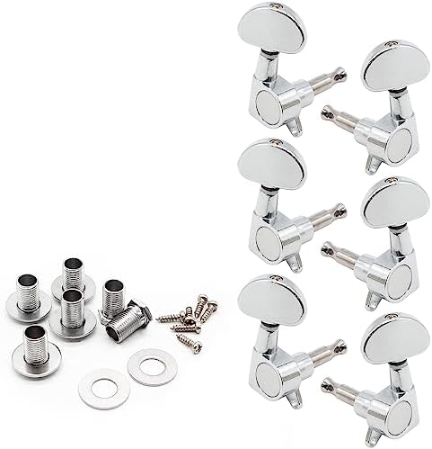 Amazon.com: Hordion 6Pcs 3+3 Guitar Tuning Pegs, Chrome Guitar Tuners ...
