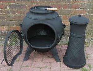 Castmaster stoves® - Heavy weight Basketweave Cast Iron Chiminea- Black ...