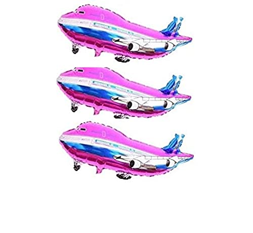 Krishiv Decorations 3 Pcs Pink Aeroplane/Airplane Foil Balloons For ...