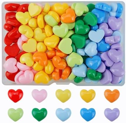 Amazon.com: FAZHBARY 120 PCS Colorful Heart Resin Flatback Plastic Mini ...