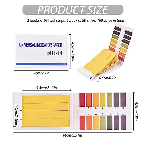 pH Test Strips, 160 PH Strips, Litmus Paper PH Test Strips, pH Level ...