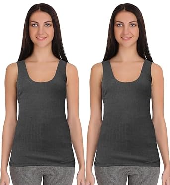 Buy AMUL BODYWARMER Women's Scoop Neck Sleeveless Charcoal Top/Upper ...