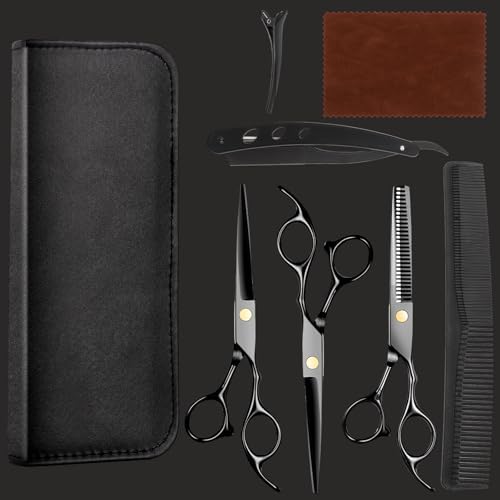 Amazon.com : Hair Cutting Scissors Thinning Shears Kit for Haircutting ...