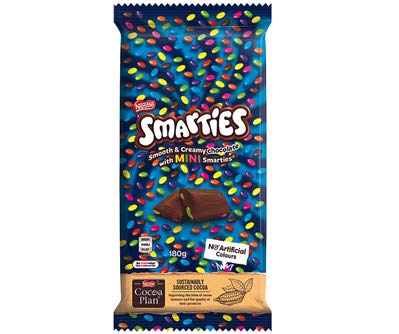 Nestle Smarties Smooth & Creamy Chocolate with Mini Smarties Bar, 180g ...