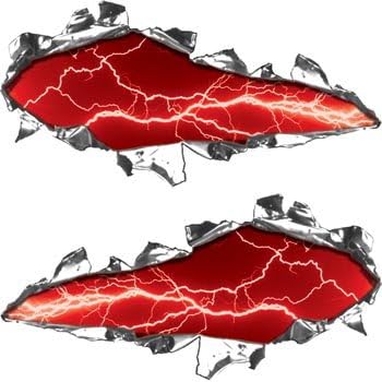 Amazon.com - Weston Signs Ripped/Torn Metal Look Decals Lightning Red ...