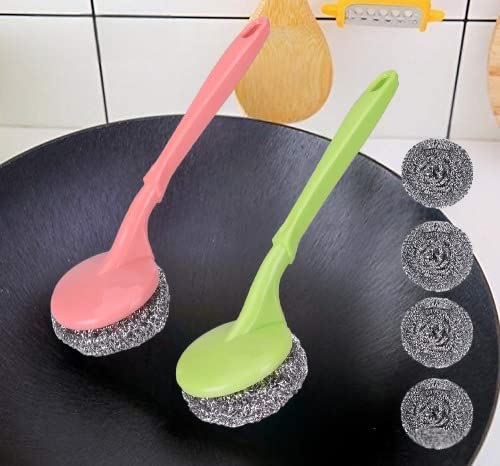 Grab8 | Steel Scrubber with Handle for Kitchen and Utensil Cleaning ...