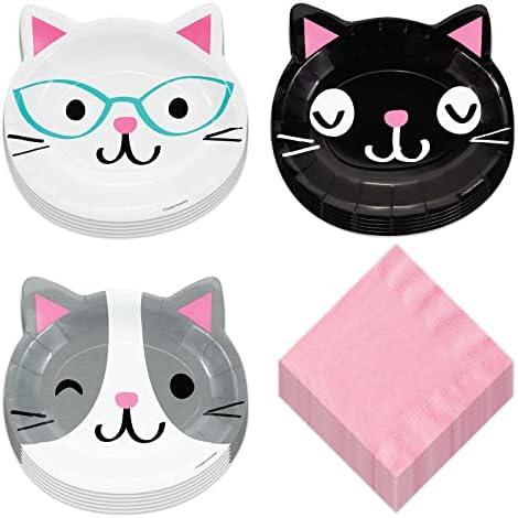 Amazon.com: Creative Converting Cat Party Assorted Kitten Shaped Dinner ...