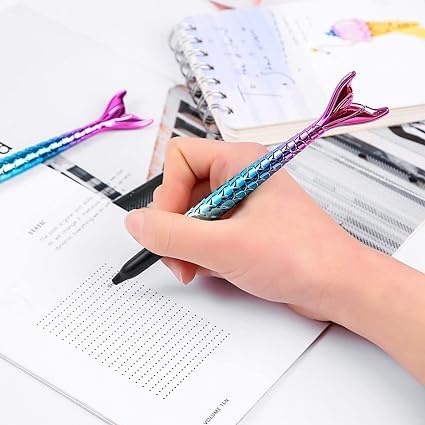 6 Piece Mermaid Gel Pens Plastic Stationery Kawaii Japanese Fish Theme ...