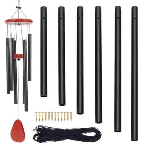 WEBEEDY 6 Pcs Large Aluminum Wind Chime Tubes with 16FT Nylon Cord,8.7 ...
