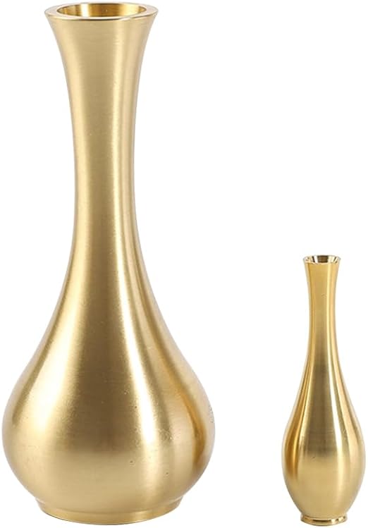 Amazon.com: NUOBESTY 2PCS Minimalist Brass Vases Desk Flower Vase Metal ...