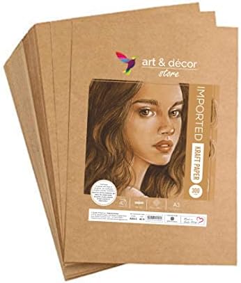 Pack of 40 A3 Sheet - Craft Paper 300 GSM - Brown Craft/Kraft/Virgin ...