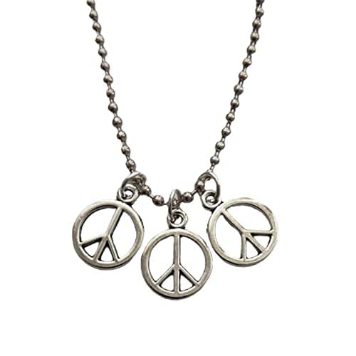 Amazon.com: Peace Sign Pendant Necklace, Peace Symbol Charm Stainless ...