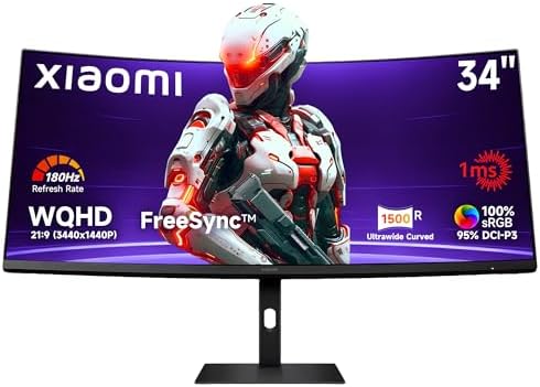 Amazon.com: Xiaomi Curved Gaming Monitor 34-inch 180Hz High Reshed Rate ...