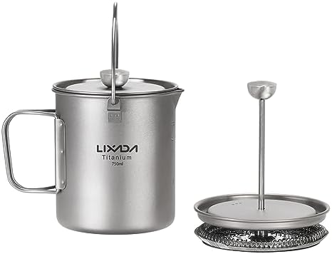 Bestargot Camping Titanium French Press, Outdoor Coffee Maker 750ml Cup, Camp Cooking Pot, Multi ...