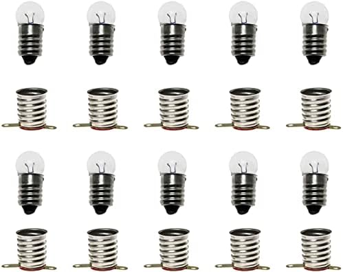 SQXBK 10PCS E10 2.5V/0.3A Miniature Screw Base Light Bulbs and 10PCS ...