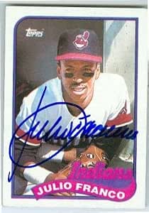 Julio Franco autographed baseball card (Cleveland Indians) 1989 Topps ...