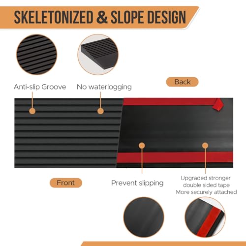 Boiarc 1" Rise Threshold Ramp, 35.4" Wide Natural Rubber Door Ramp ...