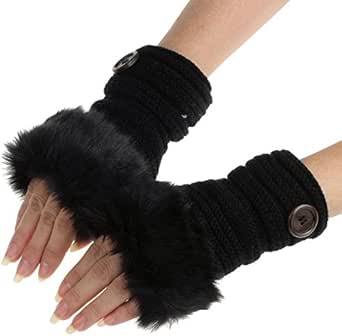 Amazon.com: UNIROSE Fingerless Mittens for Women Knitted Thermal Touch ...