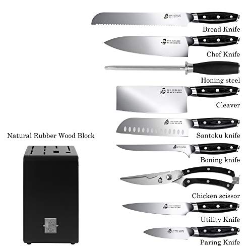 TUO Kitchen Knife Set – 10 Pieces Knife Set with Wooden Block – Premium ...