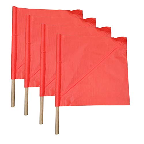 Orange Vinyl 18 inch Safety Flag with Stiffener on a 24 inch Wooden ...